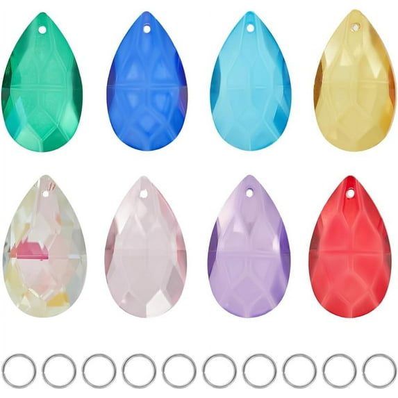 1 Box 8 Pack 38mm Mixed Colors Teardrop Chandelier Prisms Suncatcher ...