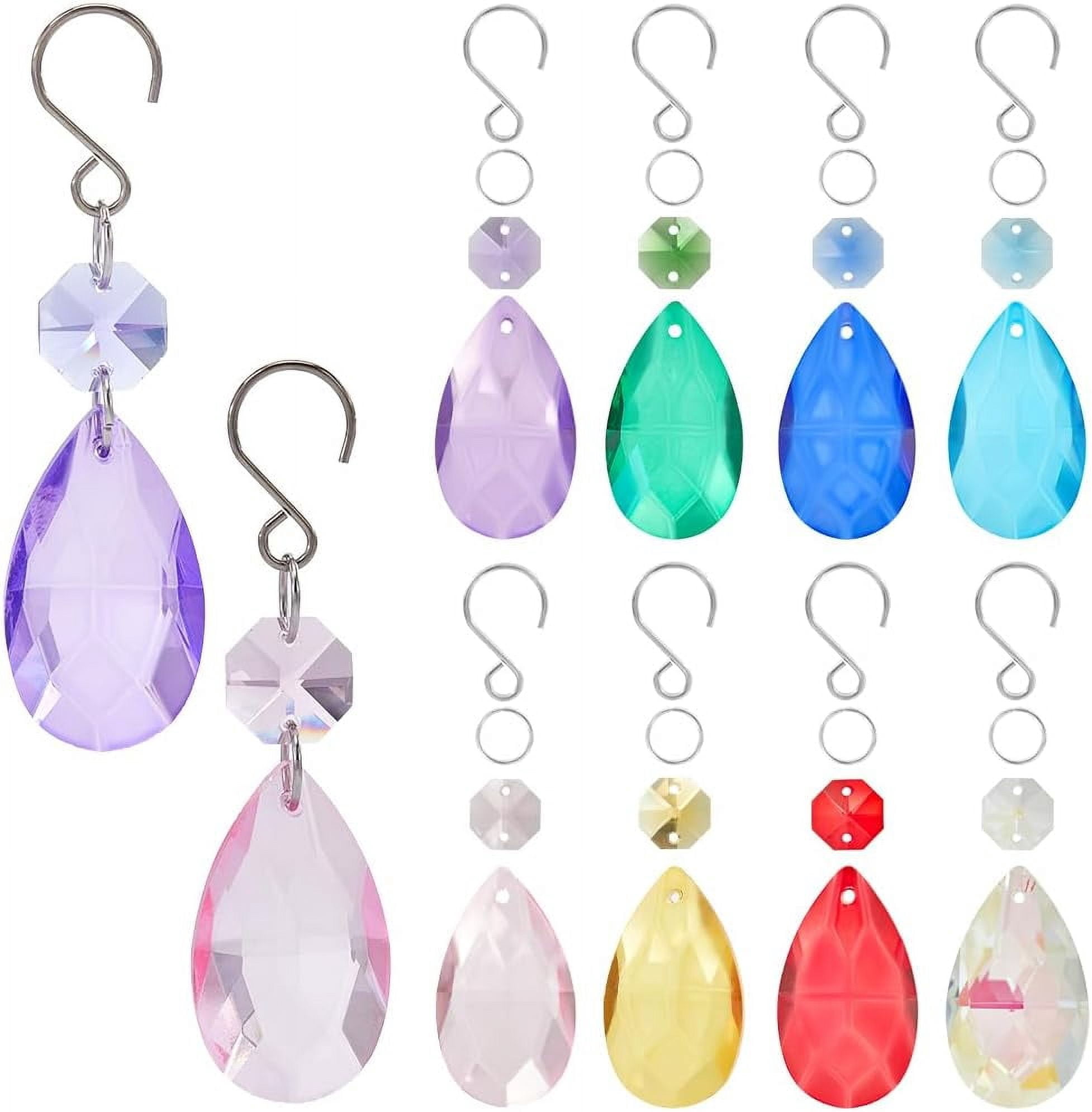 1 Box 8 Pack 38mm Mixed Colors Teardrop Crystal Chandelier Prisms ...