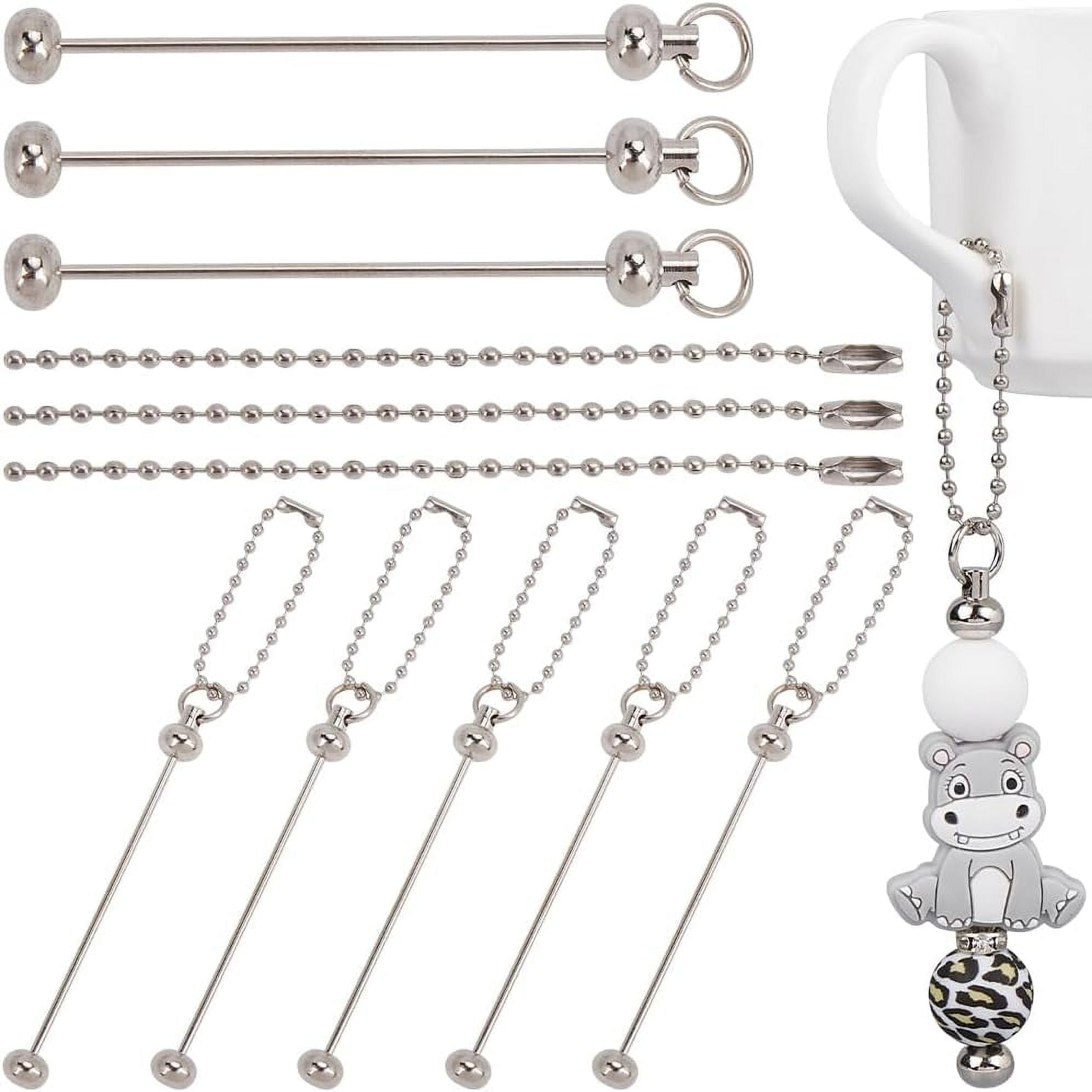 1 Box 8 Sets Cup Charm Chains Bulk Black Key Chain Bar Blanks Diy Cup ...