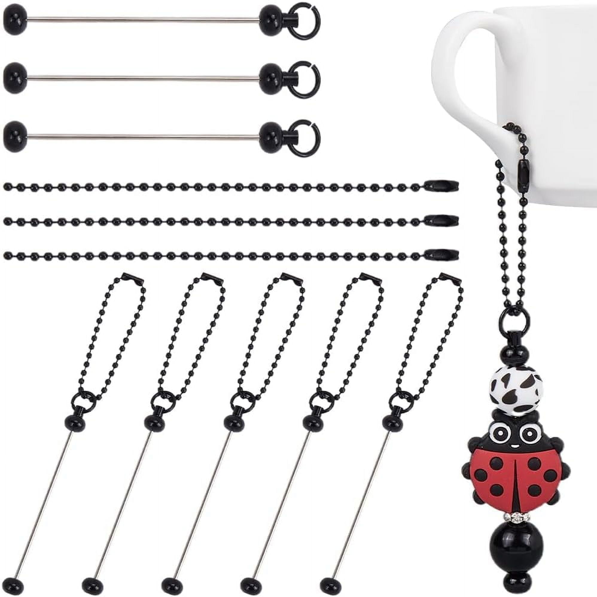 1 Box 8 Sets Cup Charm Chains Bulk Black Key Chain Bar Blanks Diy Cup ...