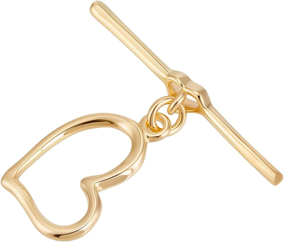 1 Box 8 Sets Heart Toggle Clasps 18K Gold Plated Love OT T-Bar Clasps ...