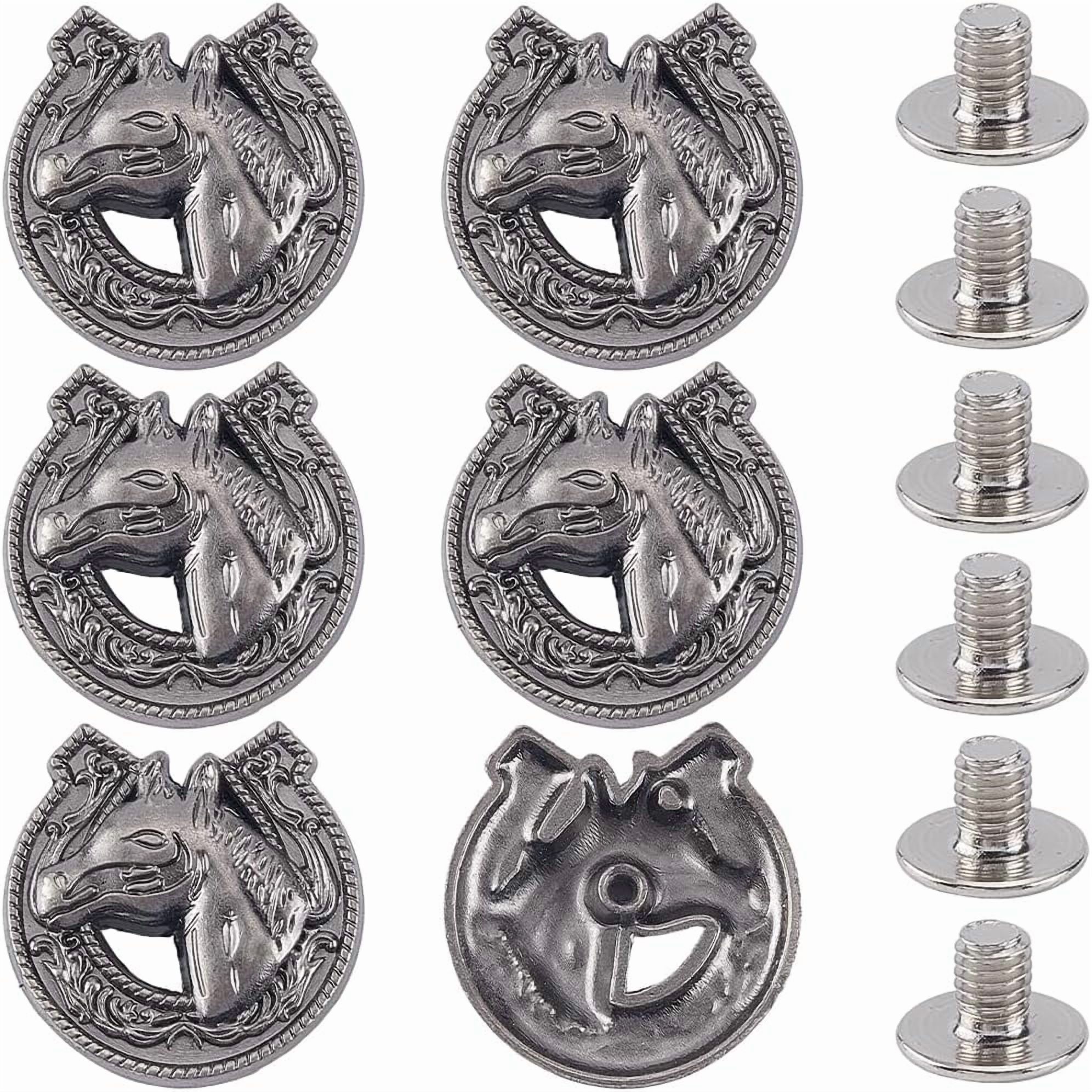 1 Box 8 Sets Horse Horseshoe Screw Back Buttons Conchos Western Cowboy ...