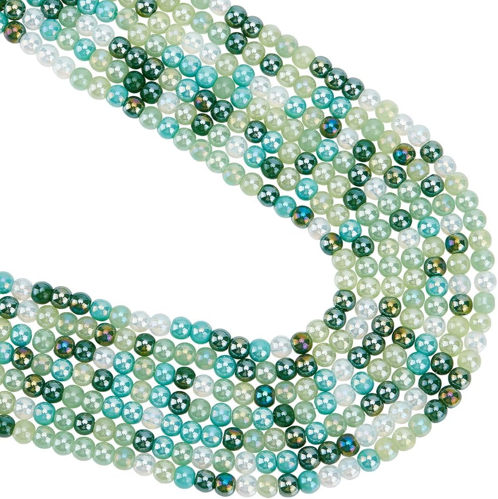 1 Box 8 Strands Glass Beads AB Color Plated 4mm Crystals Round ...