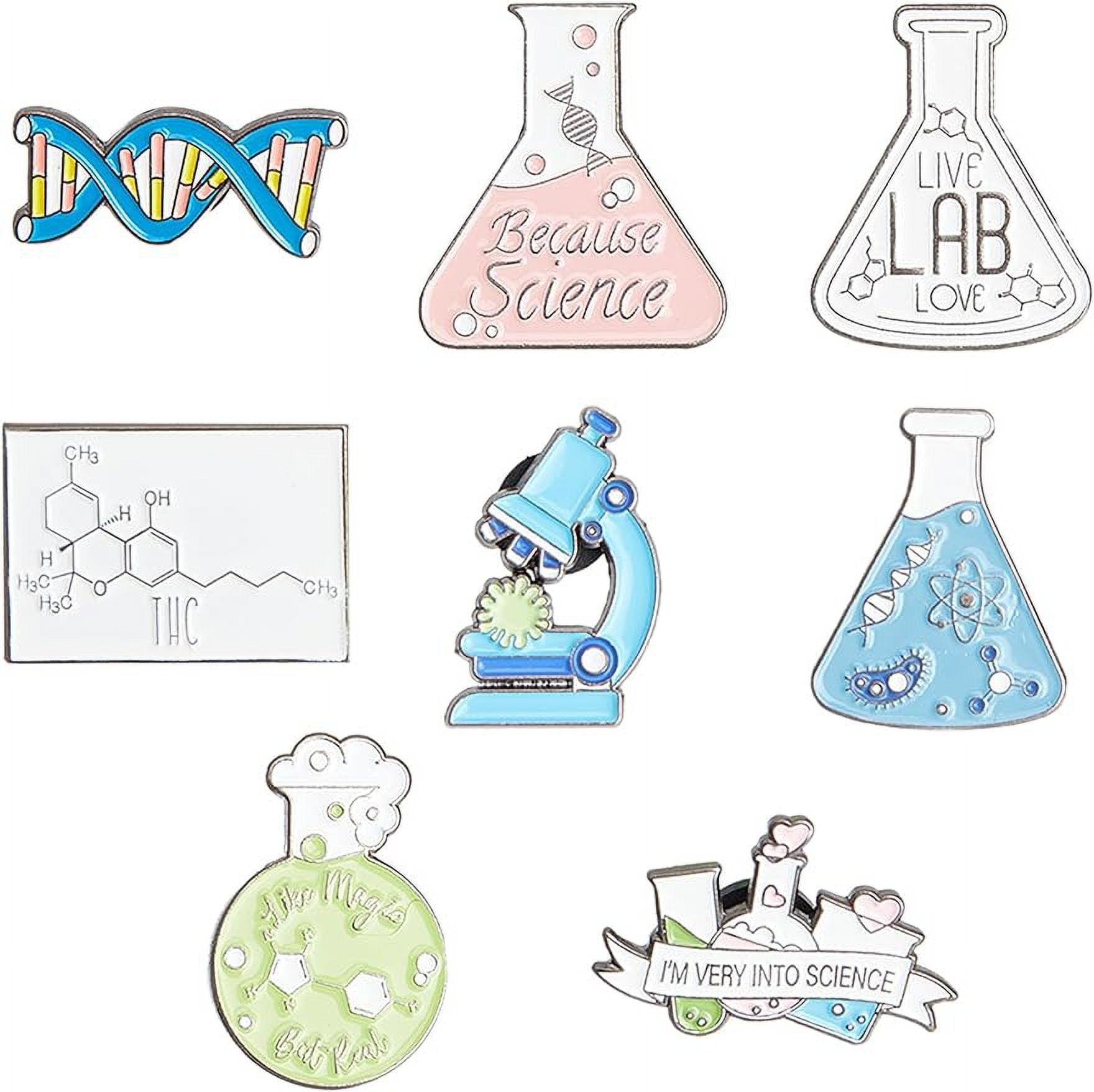 1 Box 8 Style Science Enamel Pin Lab Pins Bulk Medical Brooch Pins Set ...