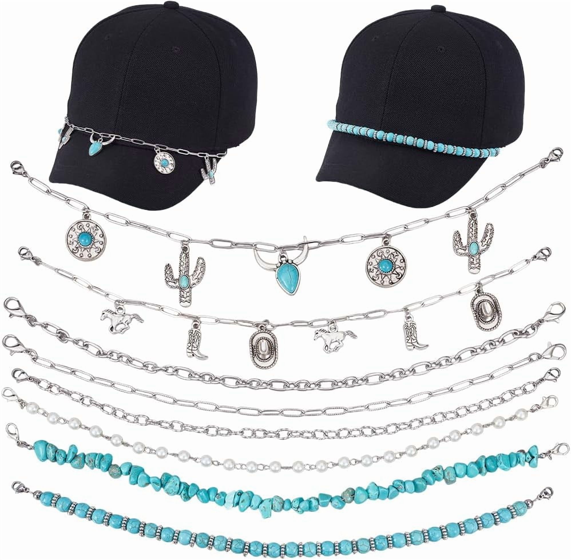 1 Box 8 Styles Trucker Hat Brim Chain Hat Chains Western Cowboy Charm ...
