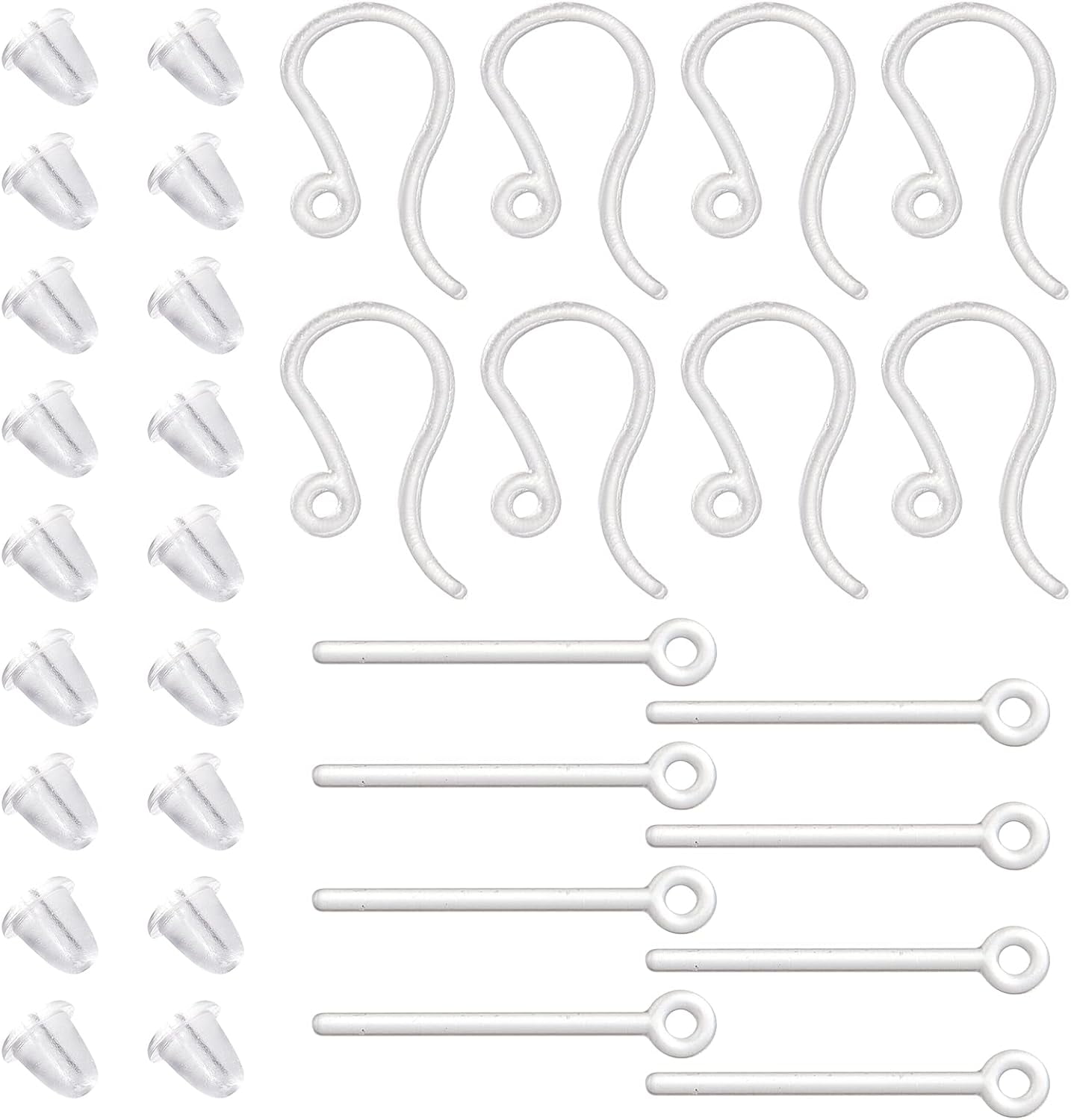 1 Box 800Pcs 400 Sets Plastic Earring Findings Transprent Stud Earrings ...