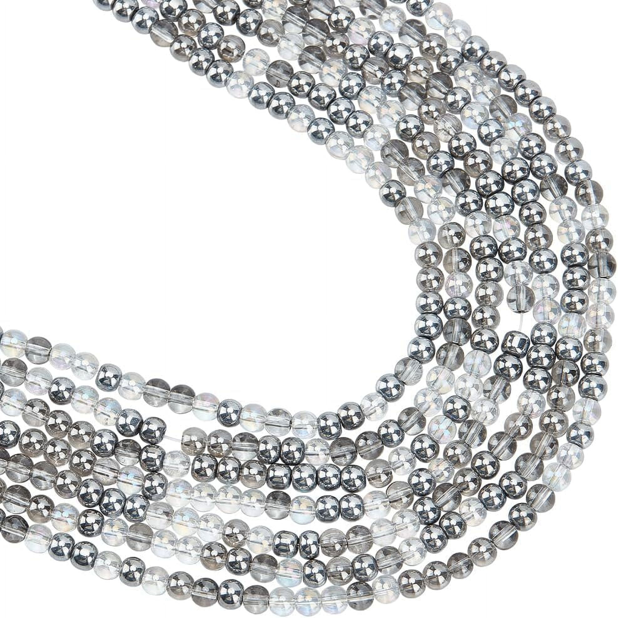 1 Box 800Pcs Glass Beads Silver Gray Color 4mm Round Transparent Spacer ...