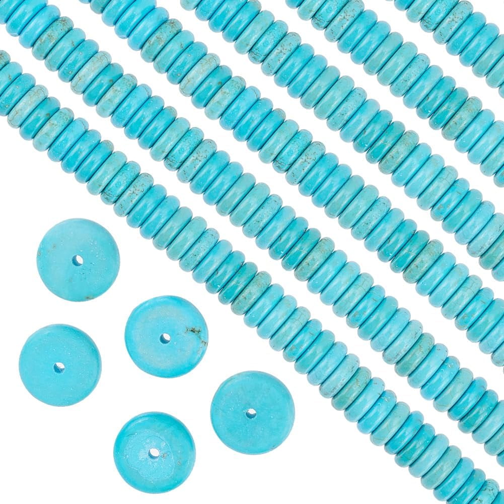 1 Box 80PCS 10mm Natural Turquoise Gemstone Beads Stone Disc Beads ...