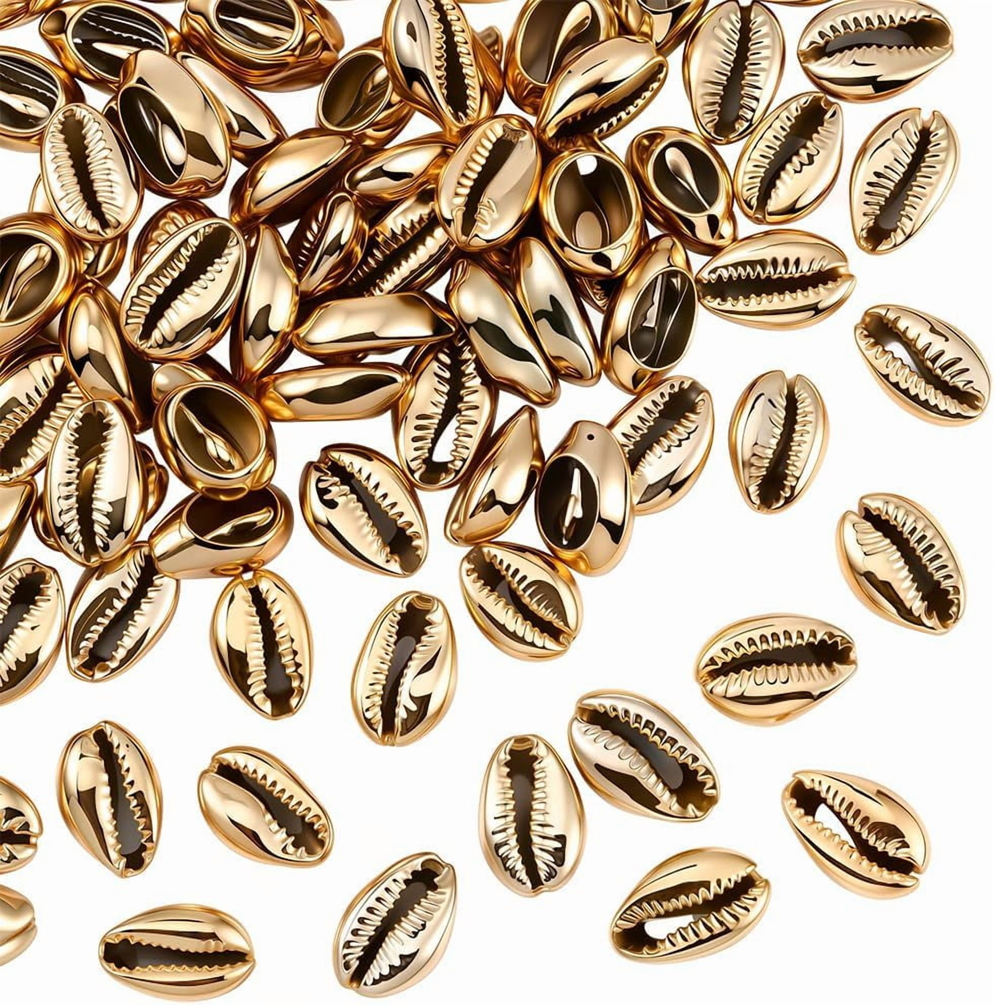1 Box 80PCS Gold Electroplated Cowrie Shells Bead with Holes Summer ...