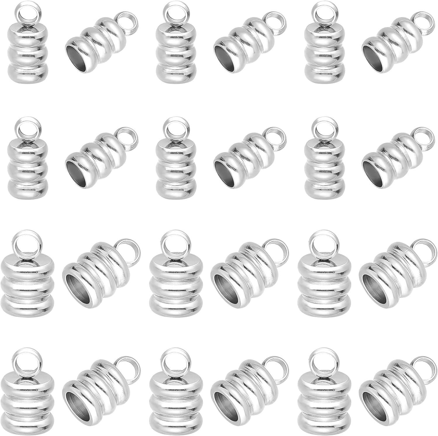 1 Box 80Pcs 2 Sizes Leather Ends Caps Stainless Steel Cord End Caps ...