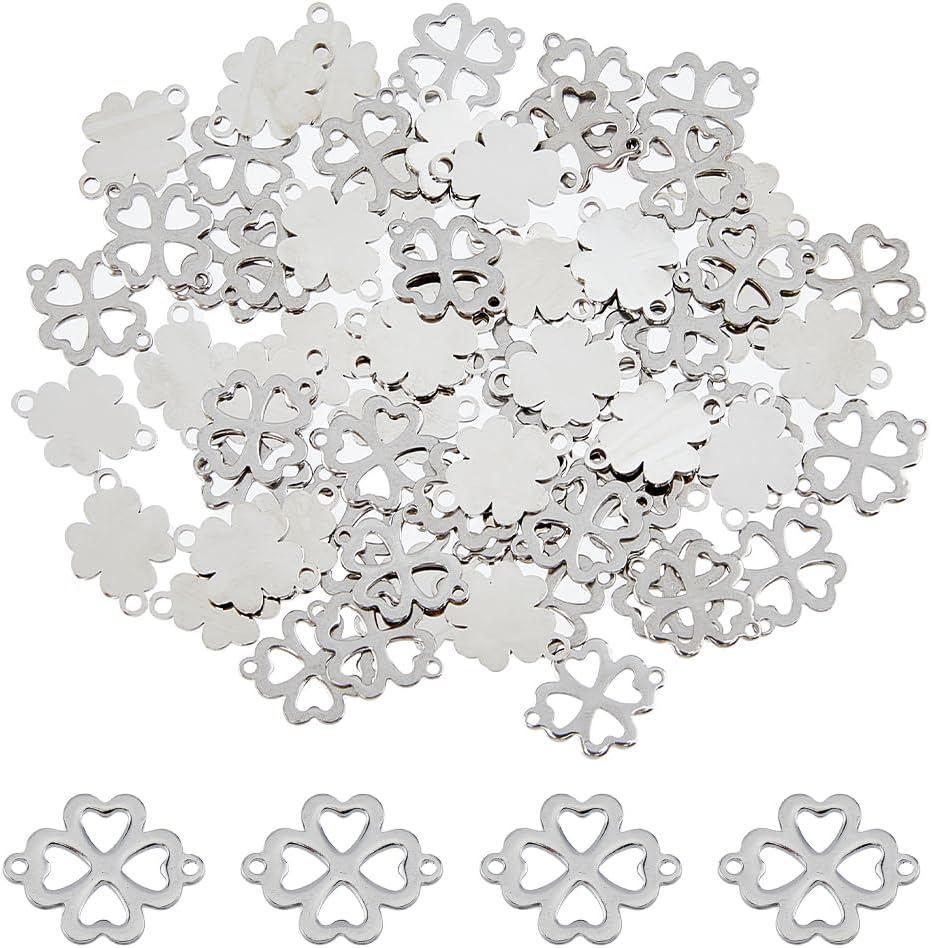 1 Box 80Pcs 2 Styles 201 Stainless Steel Connector Charms Laser Cut ...