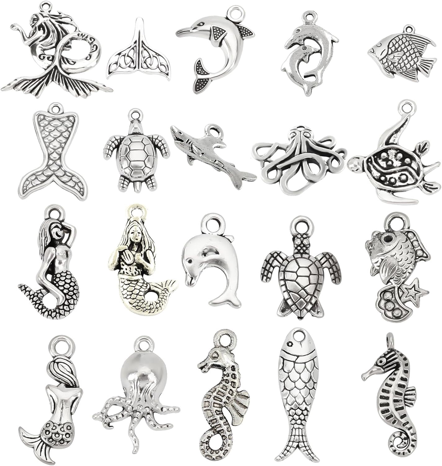 1 Box 80Pcs 20 Styles Sea Animals Charms Ocean Fish Alloy Pendants ...