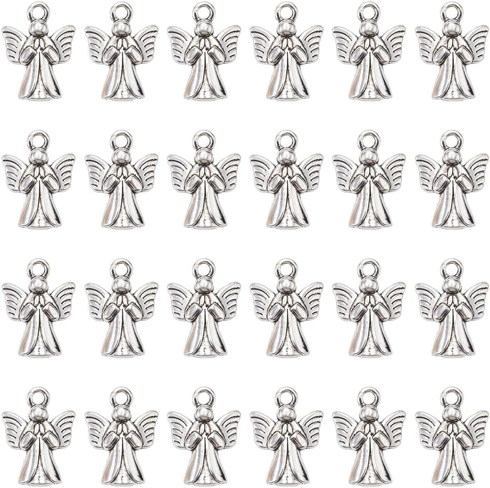 1 Box 80Pcs Angel Charm Fairy Charms Bulk Valentine's Day Silver Metal ...