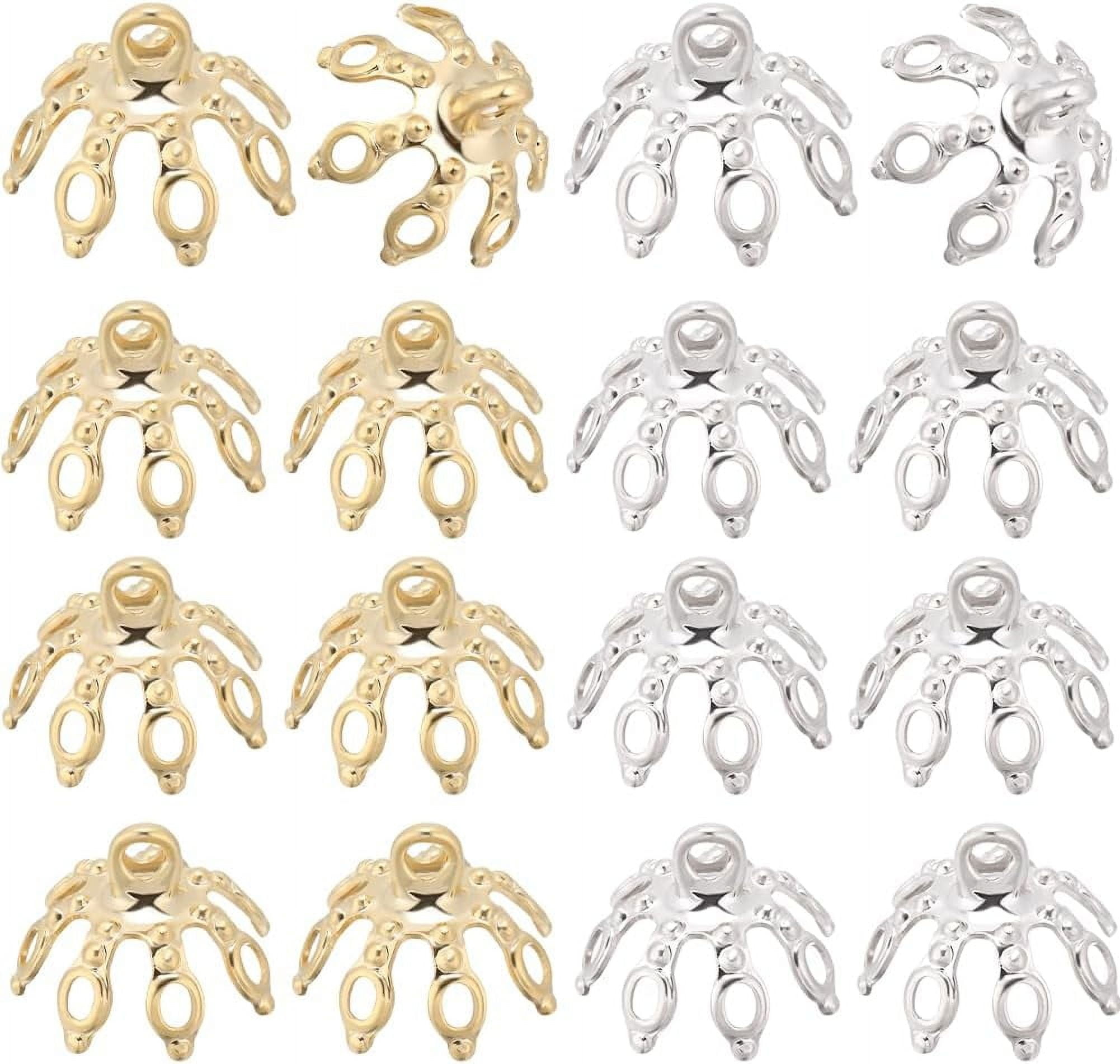 1 Box 80Pcs Flower Bead Caps End Cap Beads Flower Cap Beads 10mm Brass ...