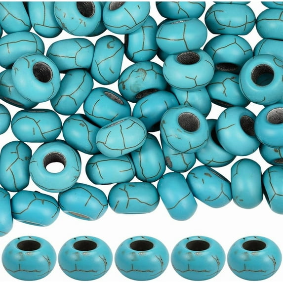 1 Box 80Pcs Turquoise Rondelle Bead Large Hole Gemstone Beads Bulk ...