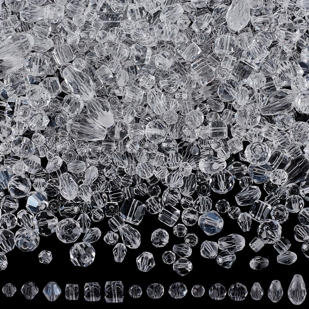 1 Box 820Pcs Clear Bicone Beads Faceted Glass Beads Transparent ...