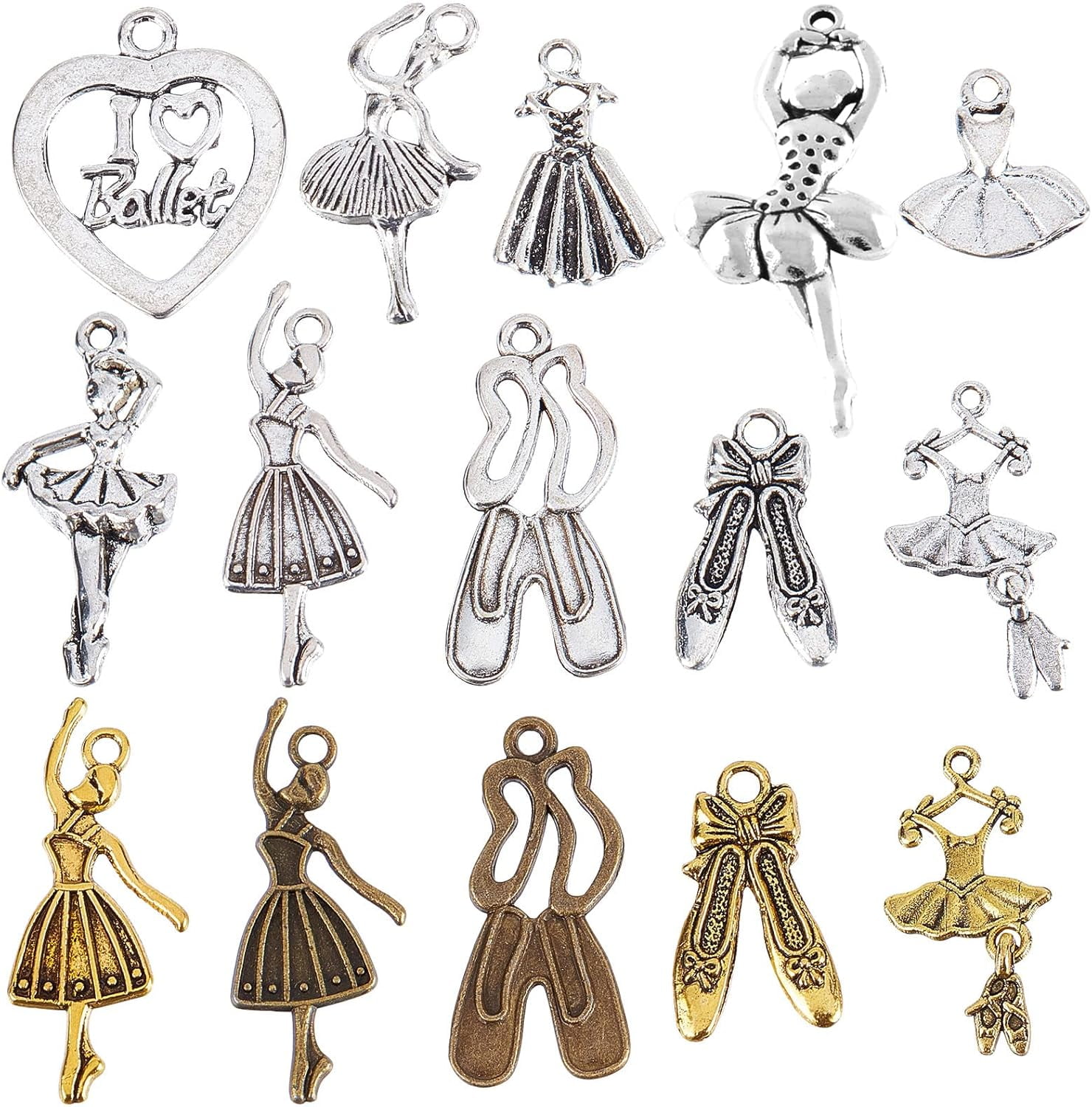 1 Box 84Pcs Ballerina Charms Ballet Dancer Charm Tibetan Style Ballet ...