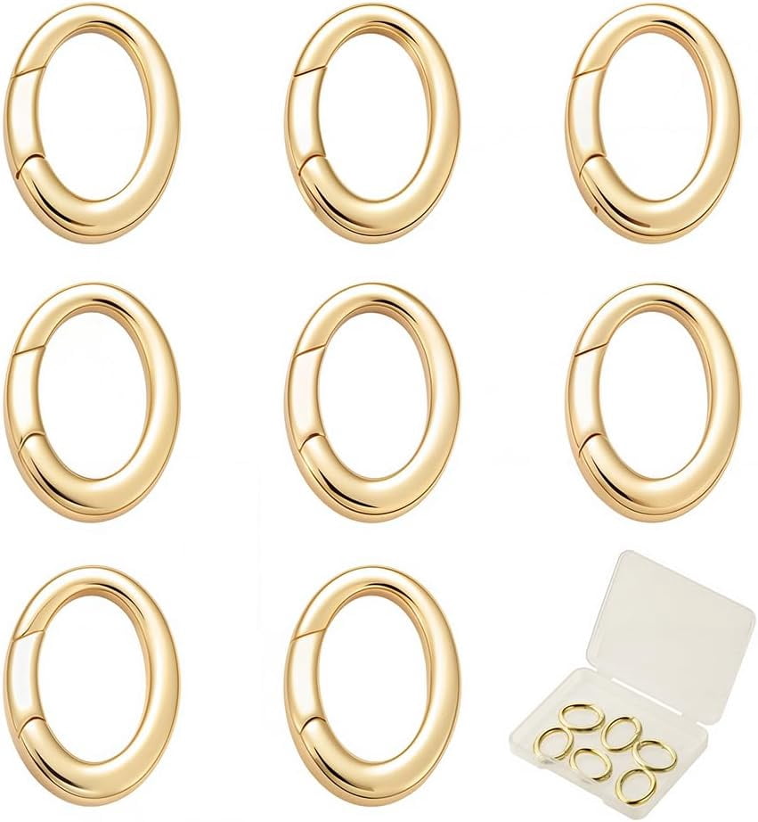 1 Box 8Pcs 18K Gold Plated O Ring Spring Gate Rings Large Spring ...