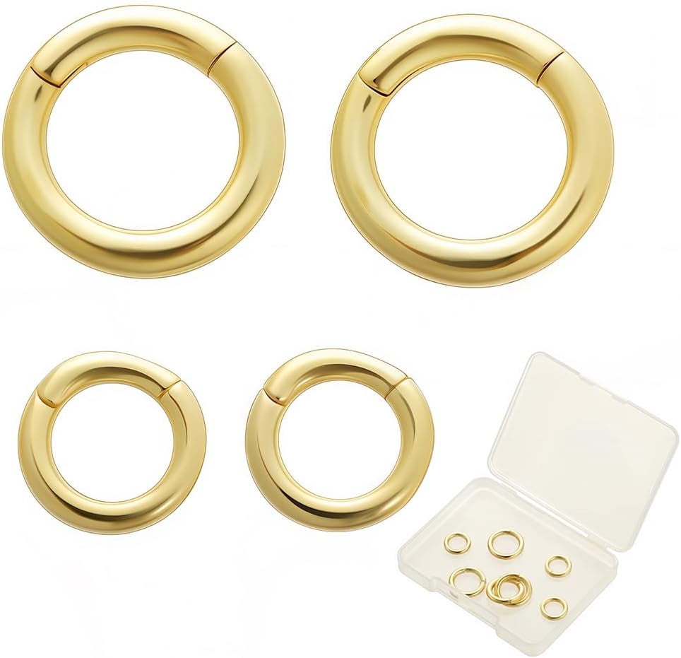 1 Box 8Pcs 18K Gold Plated Spring O Ring Round Carabiners Trigger ...