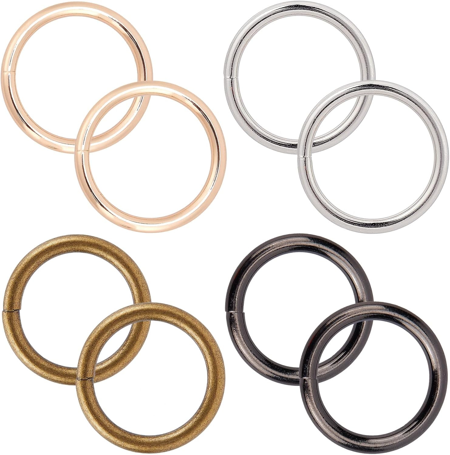 1 Box 8Pcs 4 Colors 1 Inch/ 25mm Metal O-Ring Buckle Connector Round ...