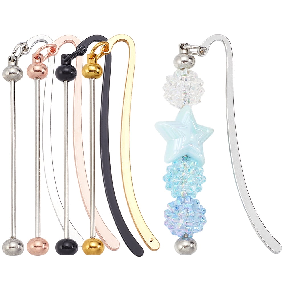 1 Box 8Pcs 4 Colors Beaded Bookmarks DIY Metal Bead Bookmark Bulk Alloy ...