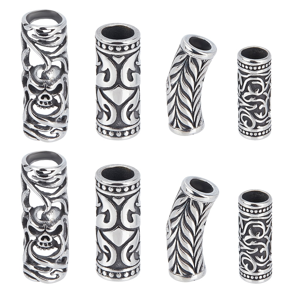 1 Box 8Pcs 4 Style 304 Stainless Steel Beads Tube Mixed Color 24 ...