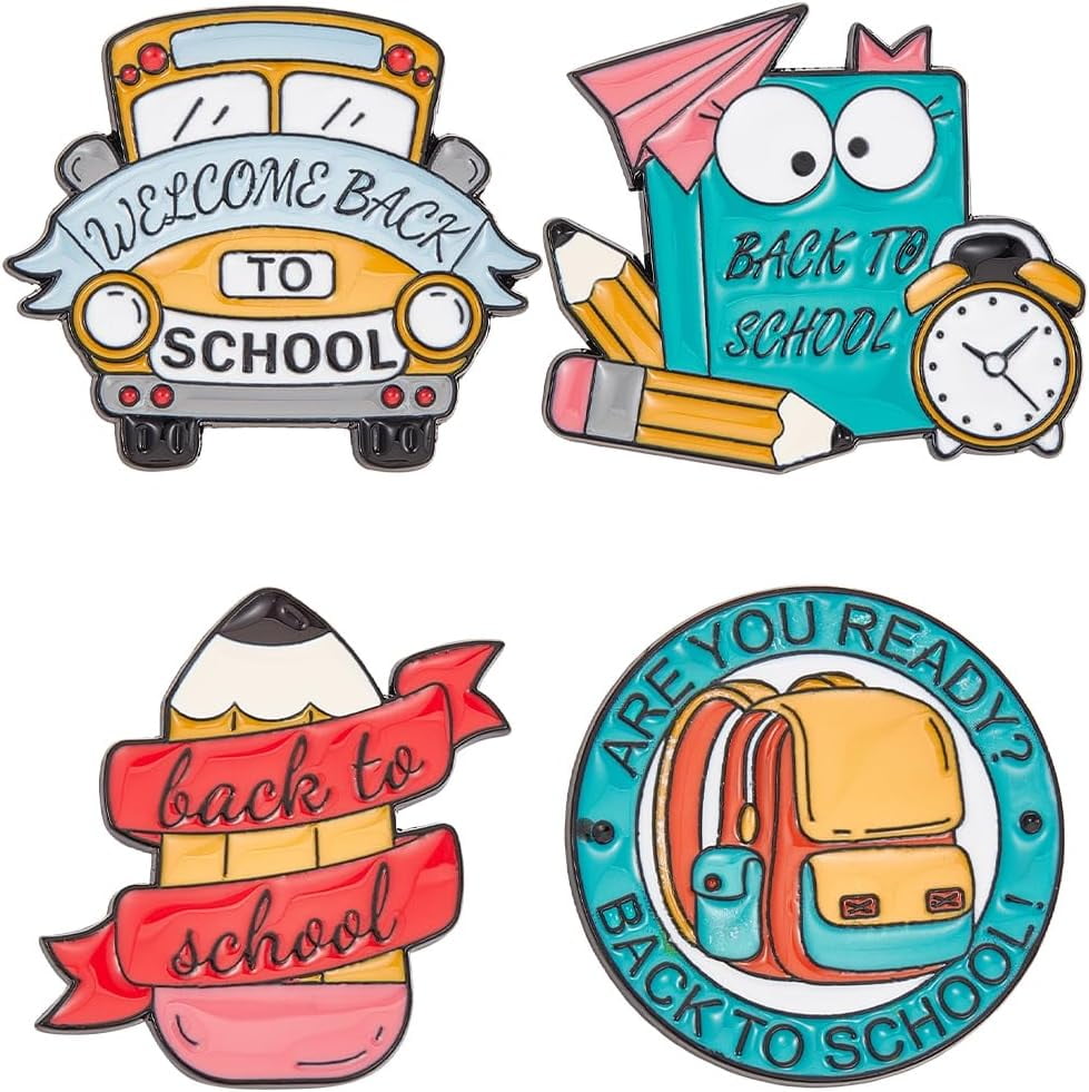 1 Box 8Pcs Back to School Brooches Cute Enamel Pins Bulk Planner Lapel ...