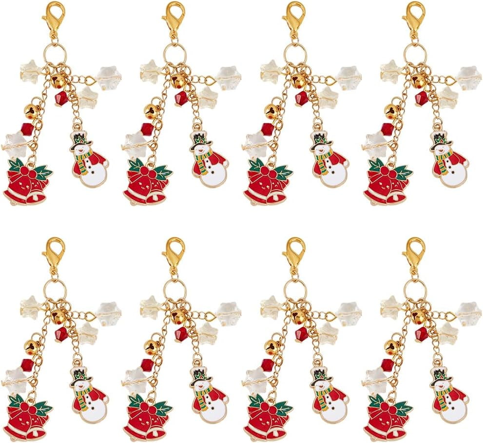 1 Box 8Pcs Christmas Bookmark Chain Bookmarks Clip On Charm Xmas Winter ...