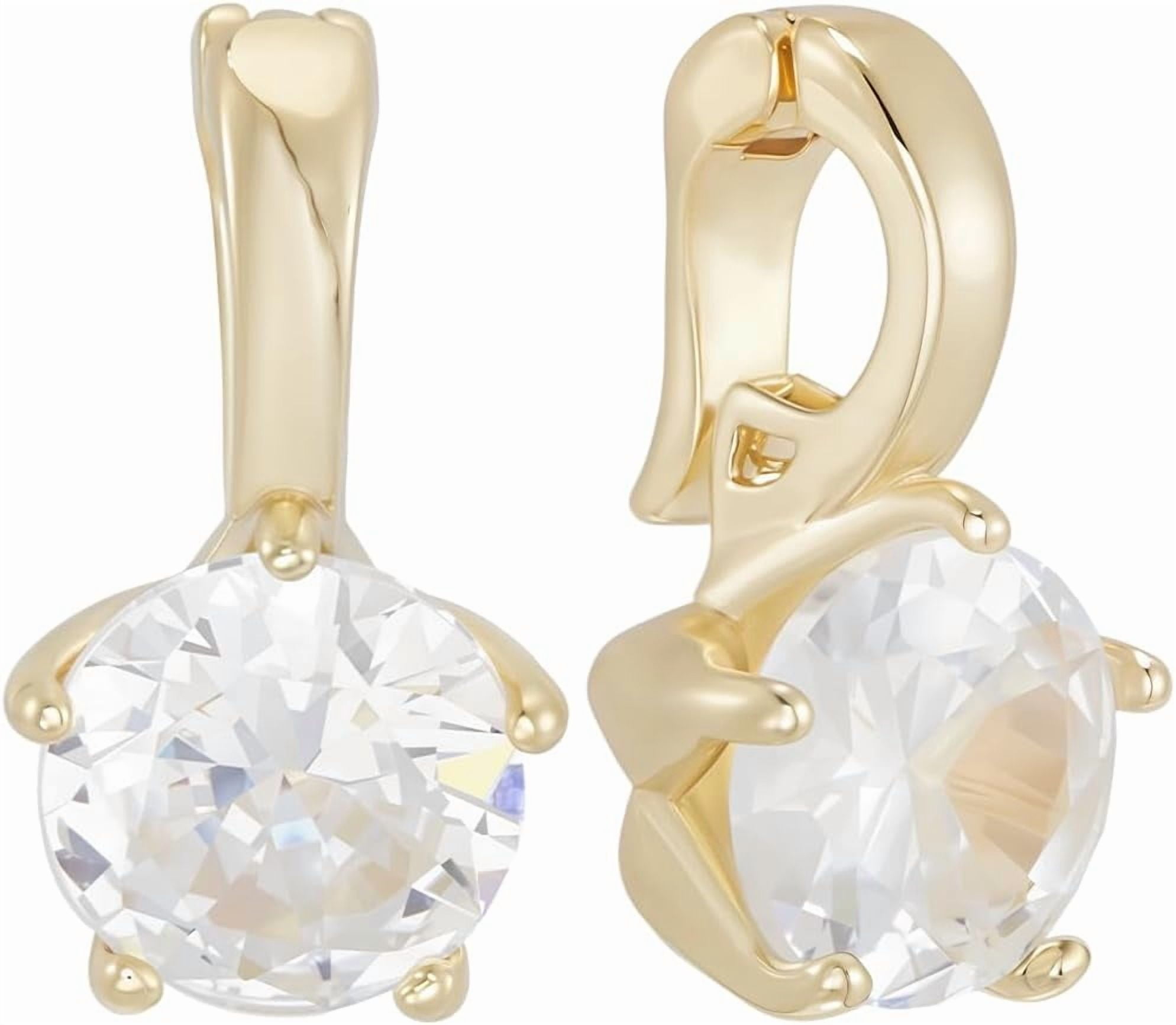 1 Box 8Pcs Clear Round Cubic Zirconia Charms 18K Gold Plated Diamond ...