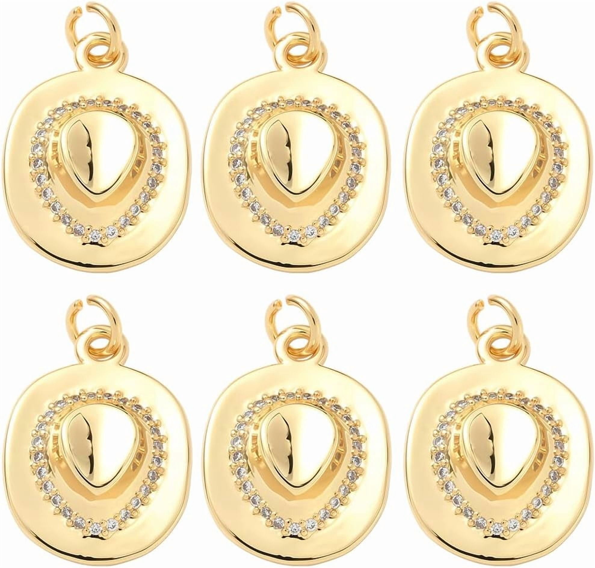1 Box 8Pcs Cowboy Hat Charms Real 18K Gold Plated Brass Cubic Zirconia ...