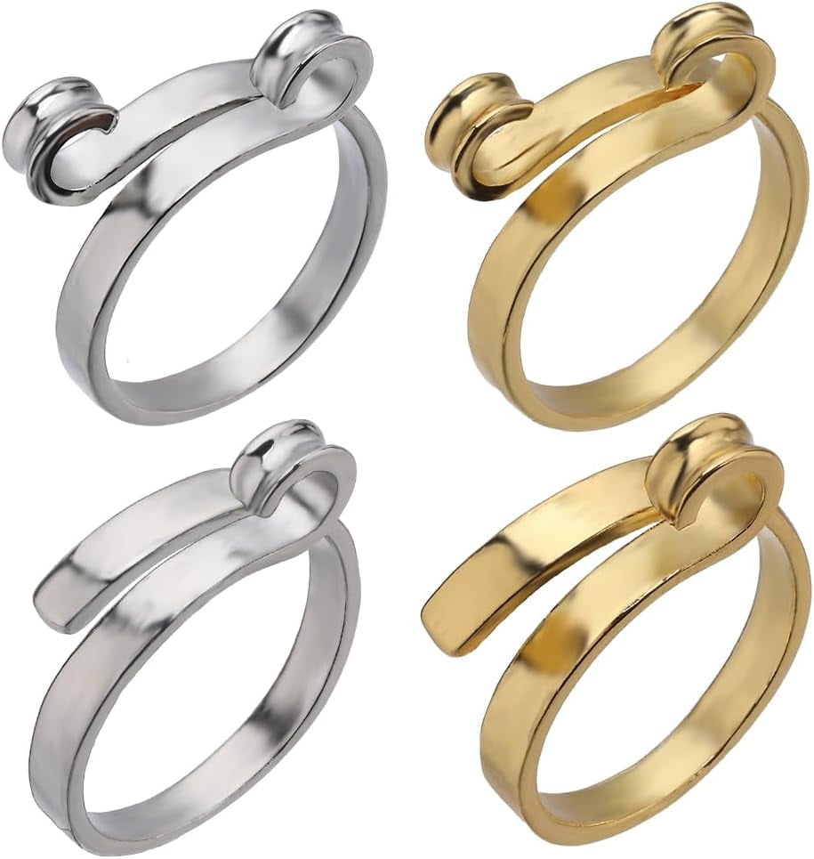 1 Box 8Pcs Crochet Rings Gold Silver Crochet Hook Ring Adjustable ...