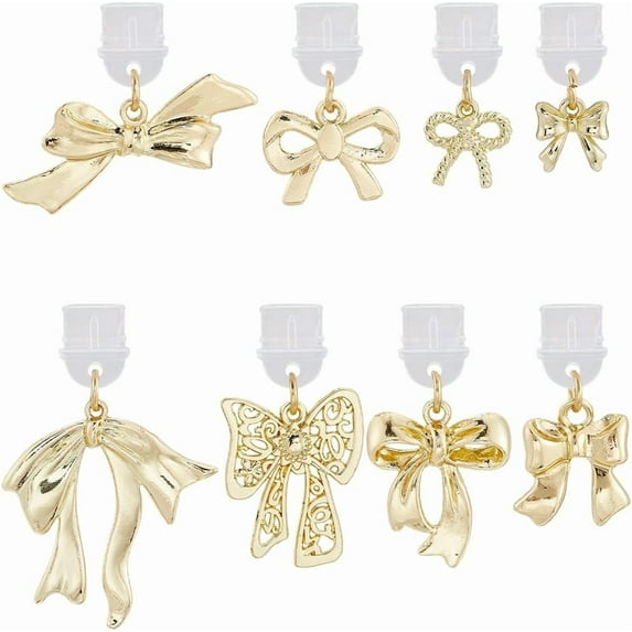 1 Box 8Pcs Dust Plug Charms Type C Dust Plug Charm Bulk Gold Cute Conquette Bowknot Bowtie ...