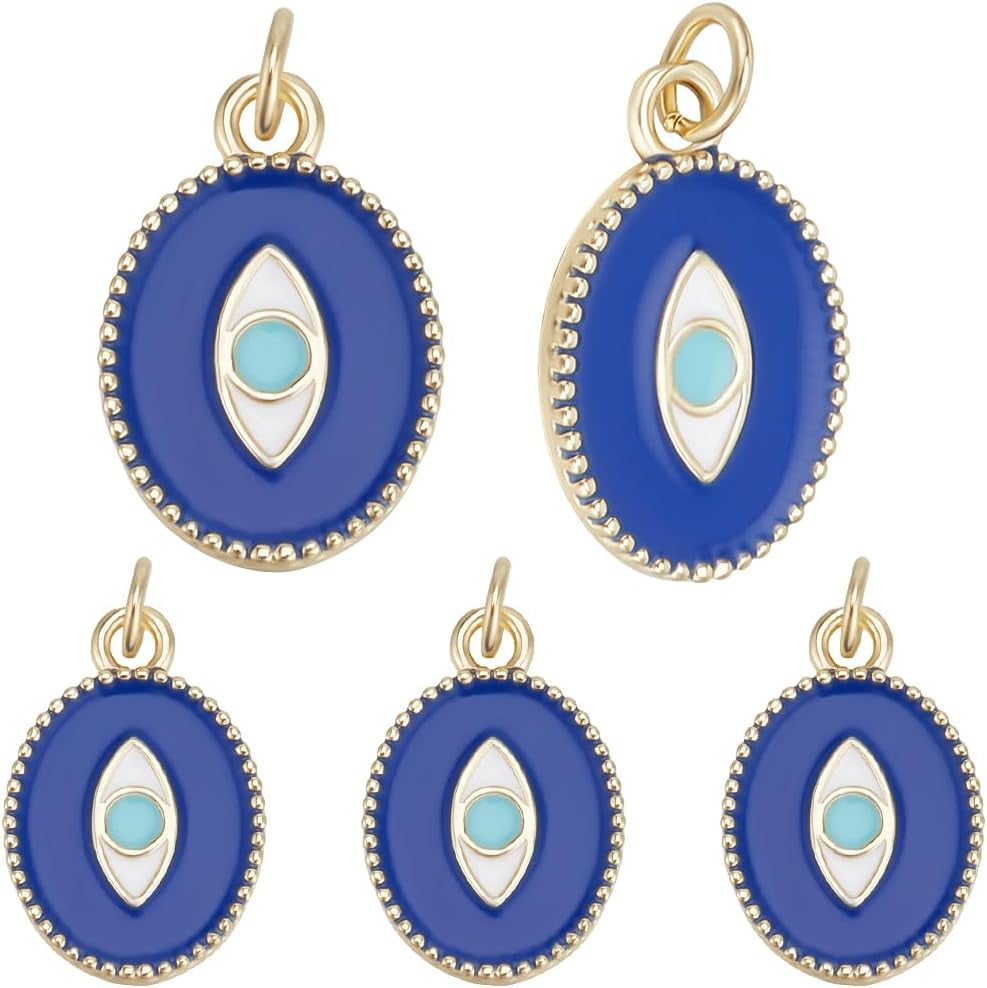 1 Box 8Pcs Evil Eye Charms Blue Enamel 18K Gold Plated Lucky Charms for ...
