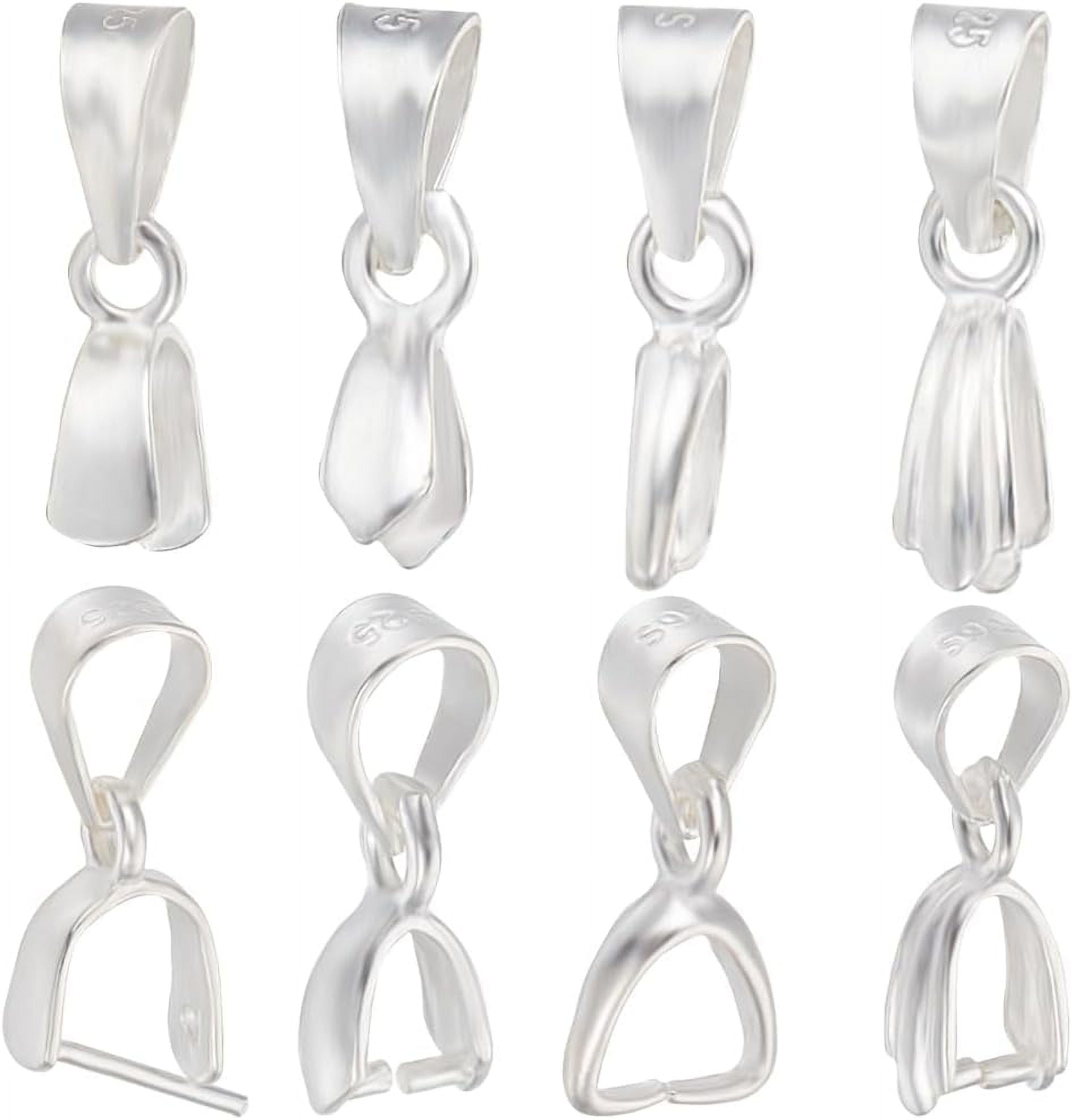 1 Box 8Pcs Ice Pick Pinch Bails Sterling Silver 4 Style Charms Clasps ...