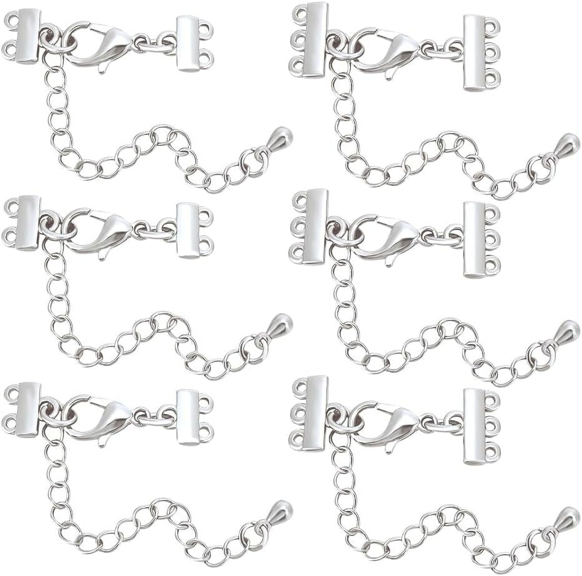 1 Box 8Pcs Layering Clasp 18K Gold Plated Platinum Multi Strand Triple ...