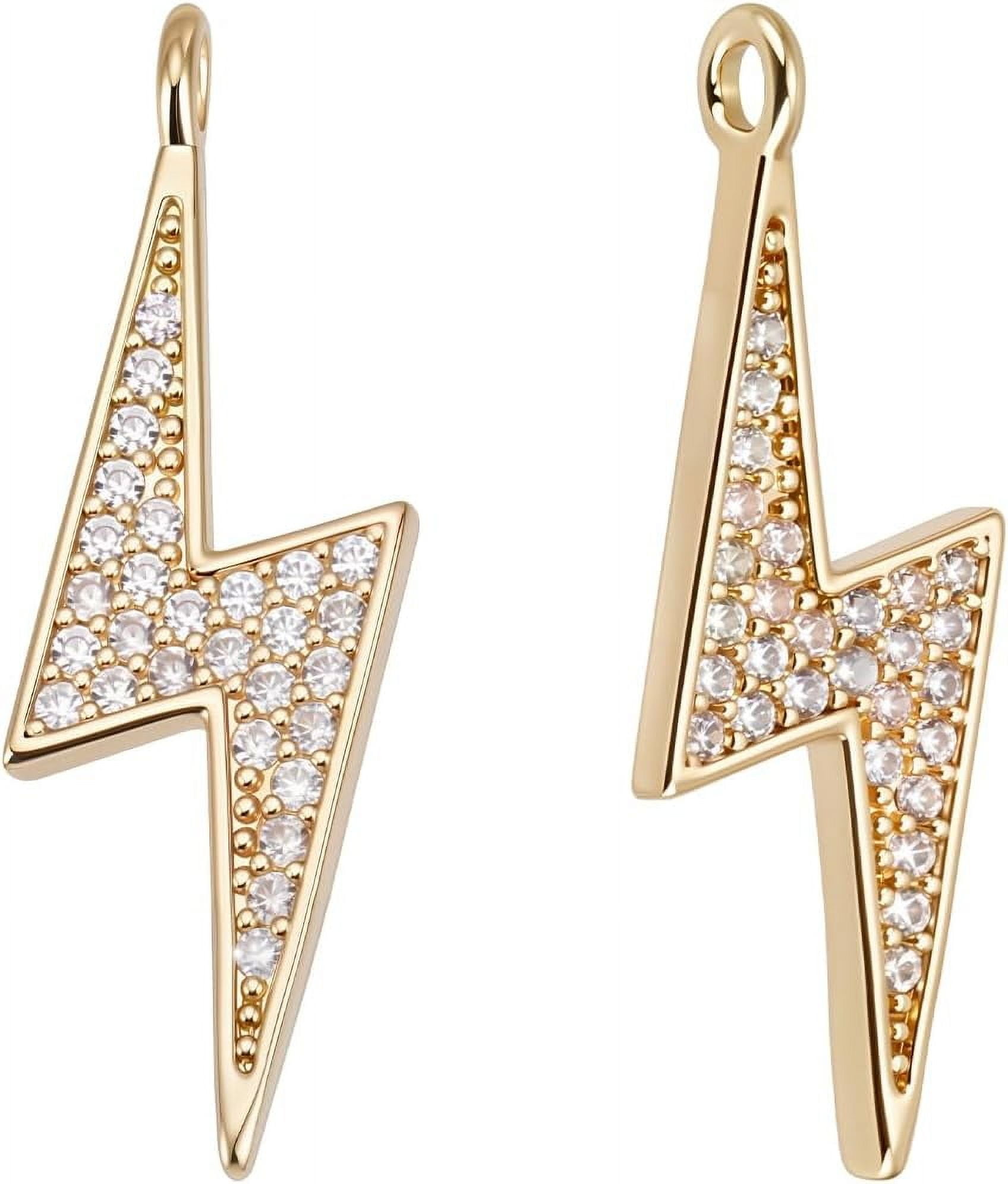 1 Box 8Pcs Lightning Charms 18K Gold Plated Cubic Zirconia Bolt Flash ...