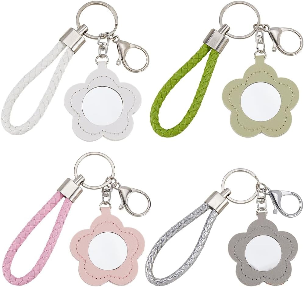 1 Box 8Pcs Mini Mirror Keychains Makeup Key Chains Bulk Pink White ...