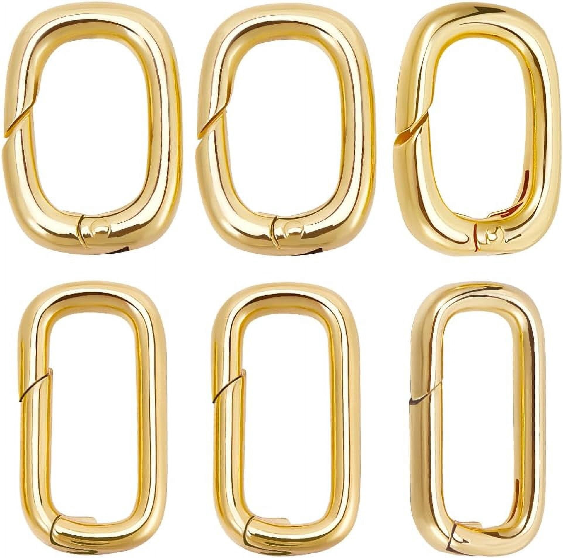 1 Box 8Pcs Oval Key Ring Real 18K Gold Plated Brass Gate Rings ...