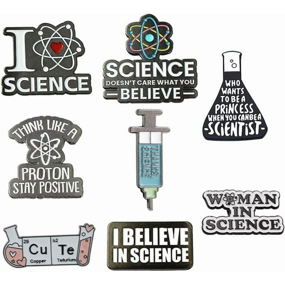 1 Box 8Pcs Science Pins Bulk Science Enamel Lapel Pins Cartoon Medical ...