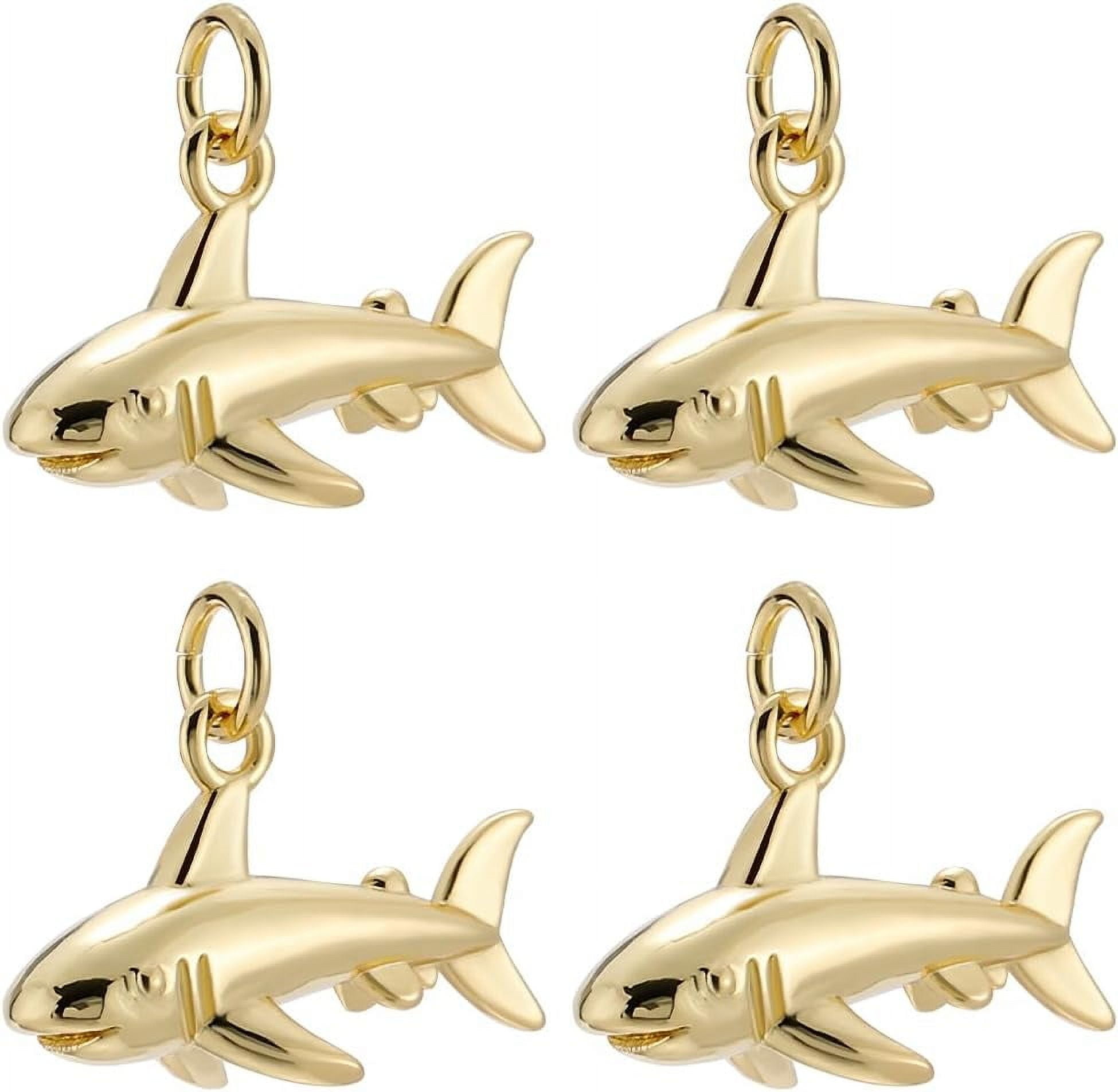 1 Box 8Pcs Shark Charms Real 18K Gold Plated Ocean Animal Pendant ...