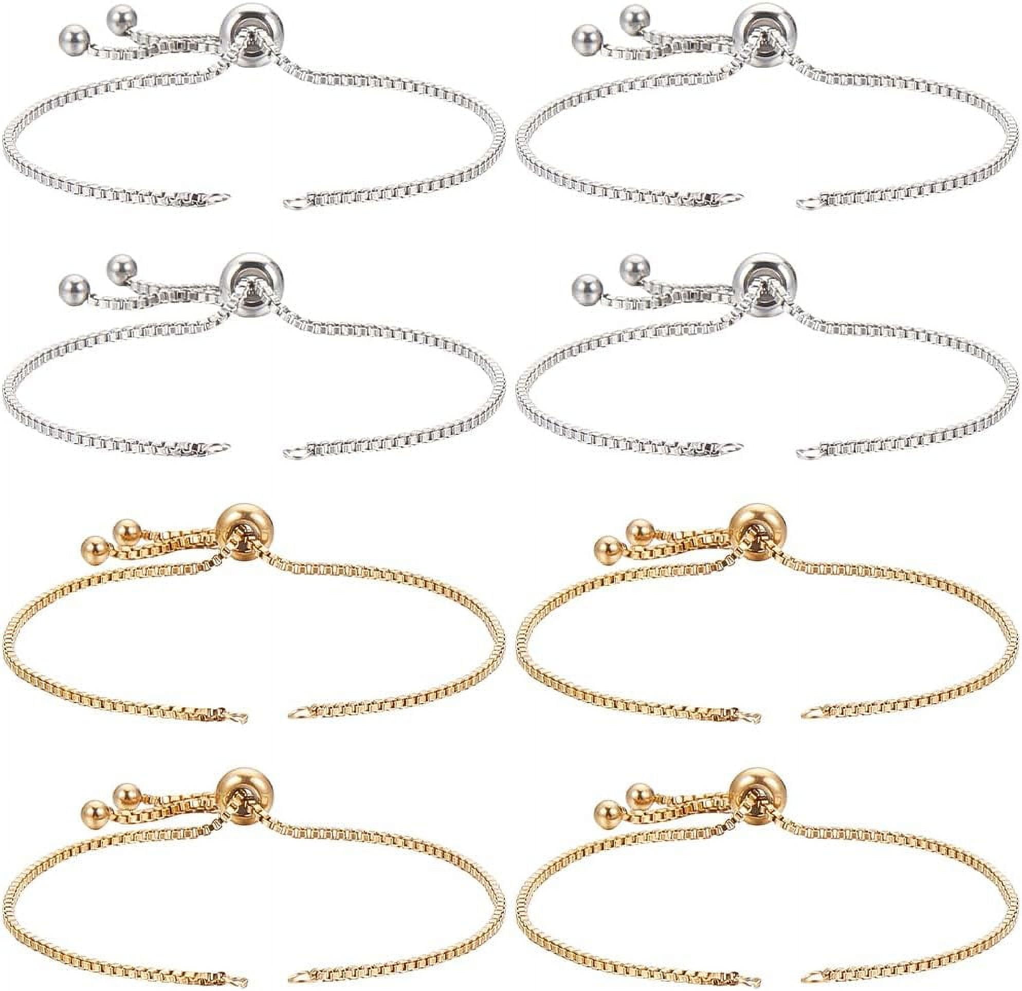 1 Box 8Pcs Slider Bracelet Chains 304 Stainless Steel Slider Bracelets ...