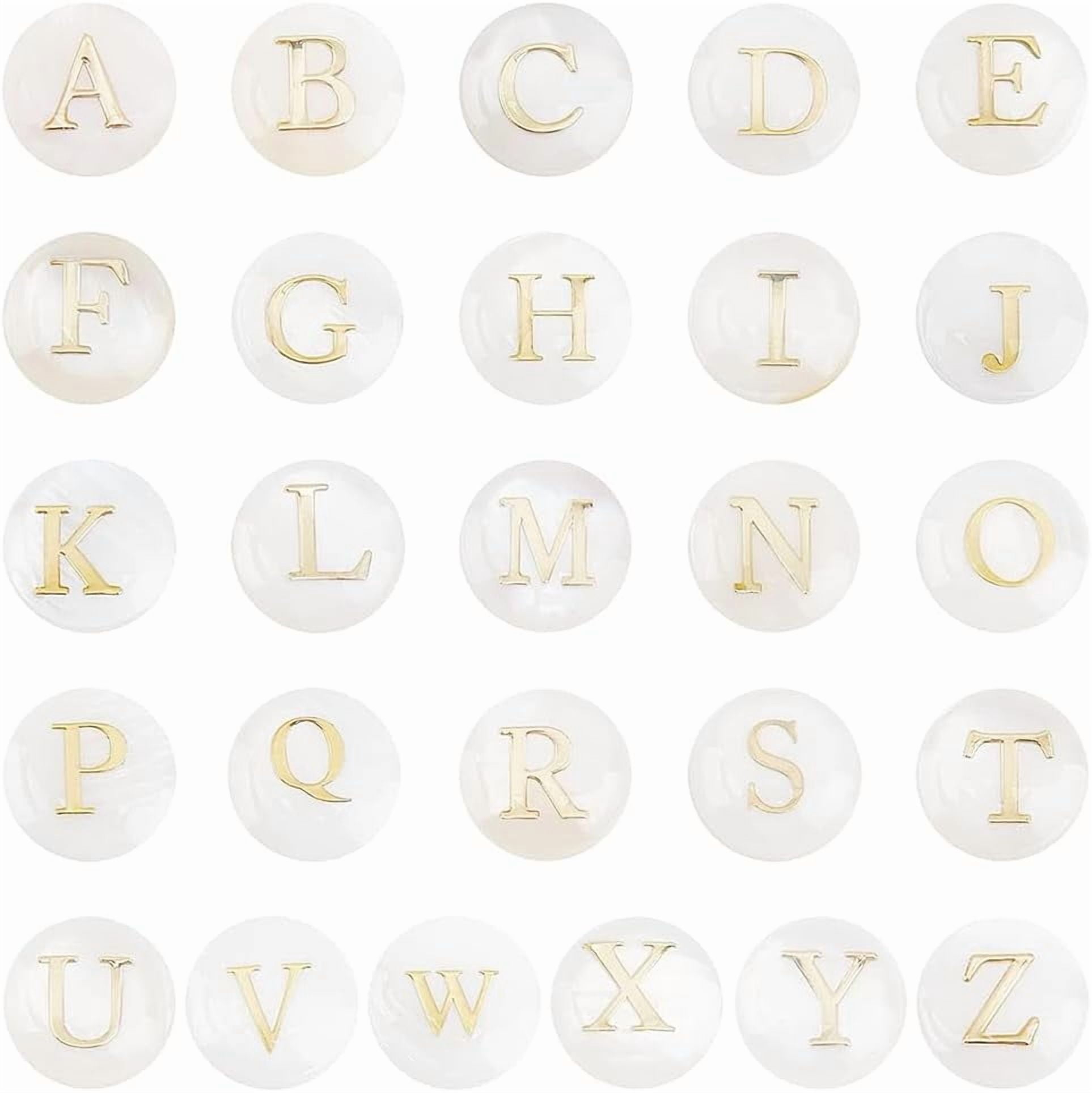 1 Box 8mm 52Pcs Letter Shell Beads Shells Beads Natural Alabet White A ...