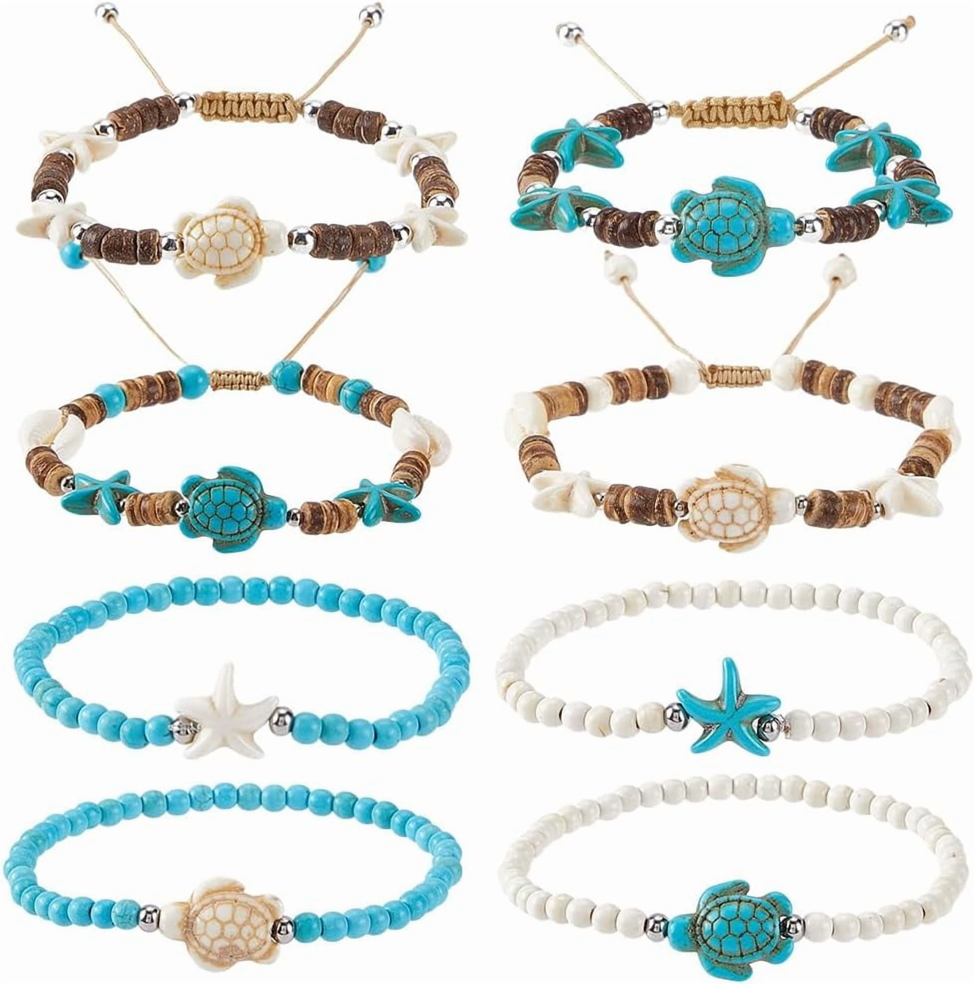 1 Box 8pcs 5 Styles Starfish Bracelets for Women Beach Bracelets Adjustable Retro Vintage Summer ...