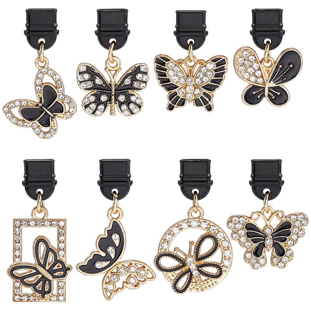 1 Box 8pcs Black Dust Plug Charm Cute Dust Plug Gothic Goth Butterfly ...