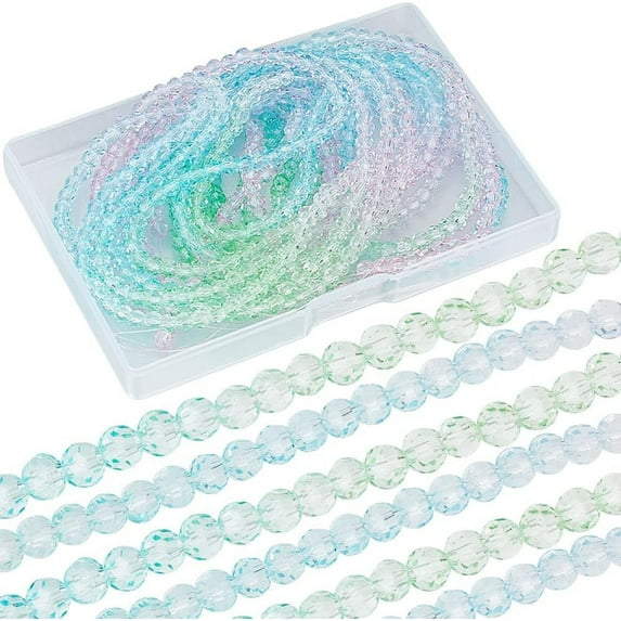 1 Box About 900-950Pcs Green Round Faceted Glass Beads Gradient Beads ...