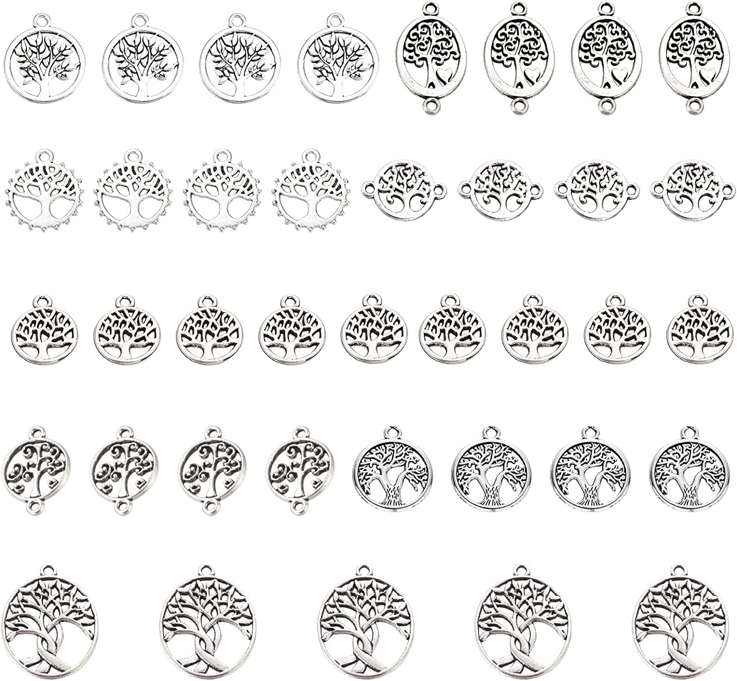 1 Box 90Pcs 9 Styles Tree of Life Charms Tibetan Style Jewelry ...