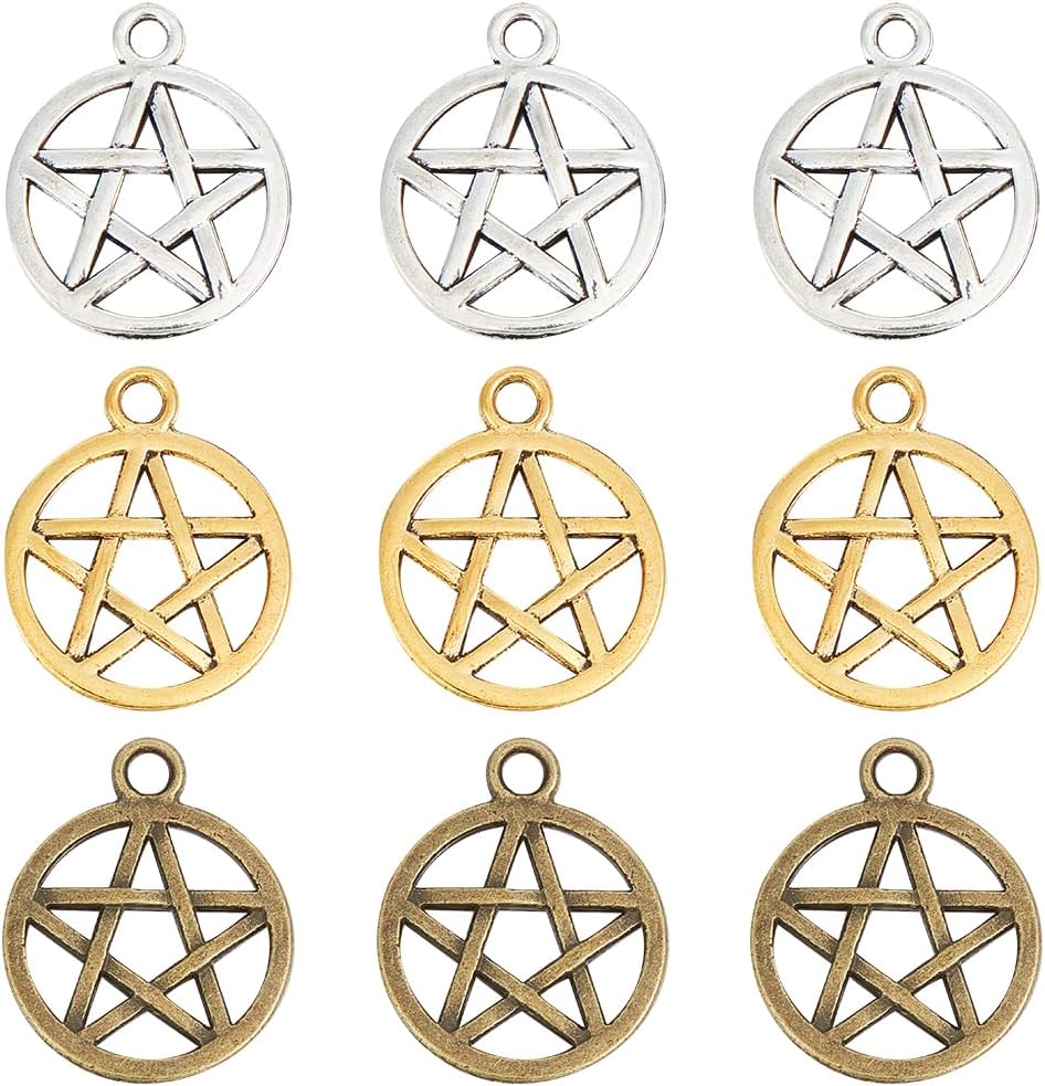 1 Box 90Pcs Pentagram Charms Small Charms Pentacle Star Charms Vintage ...