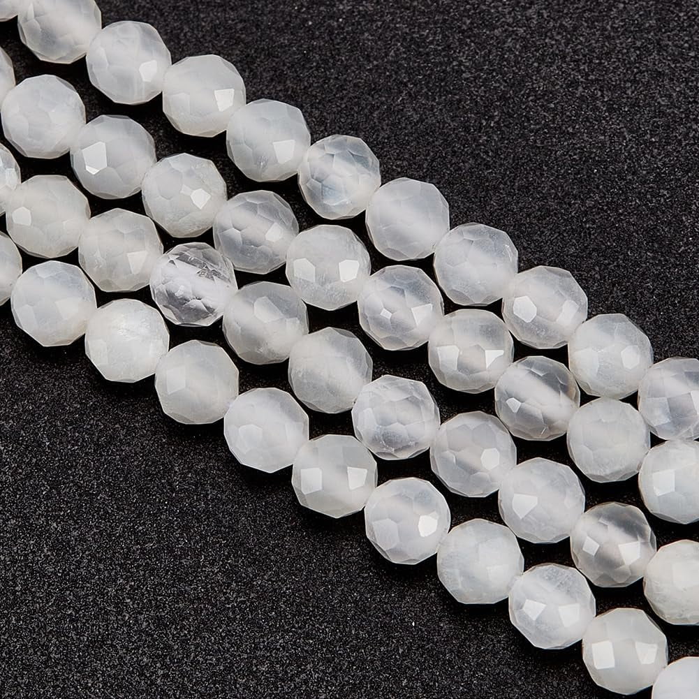 1 Box about 91Pcs 4mm Natural Faceted Gemstone Bead 0.7mm Hole White ...