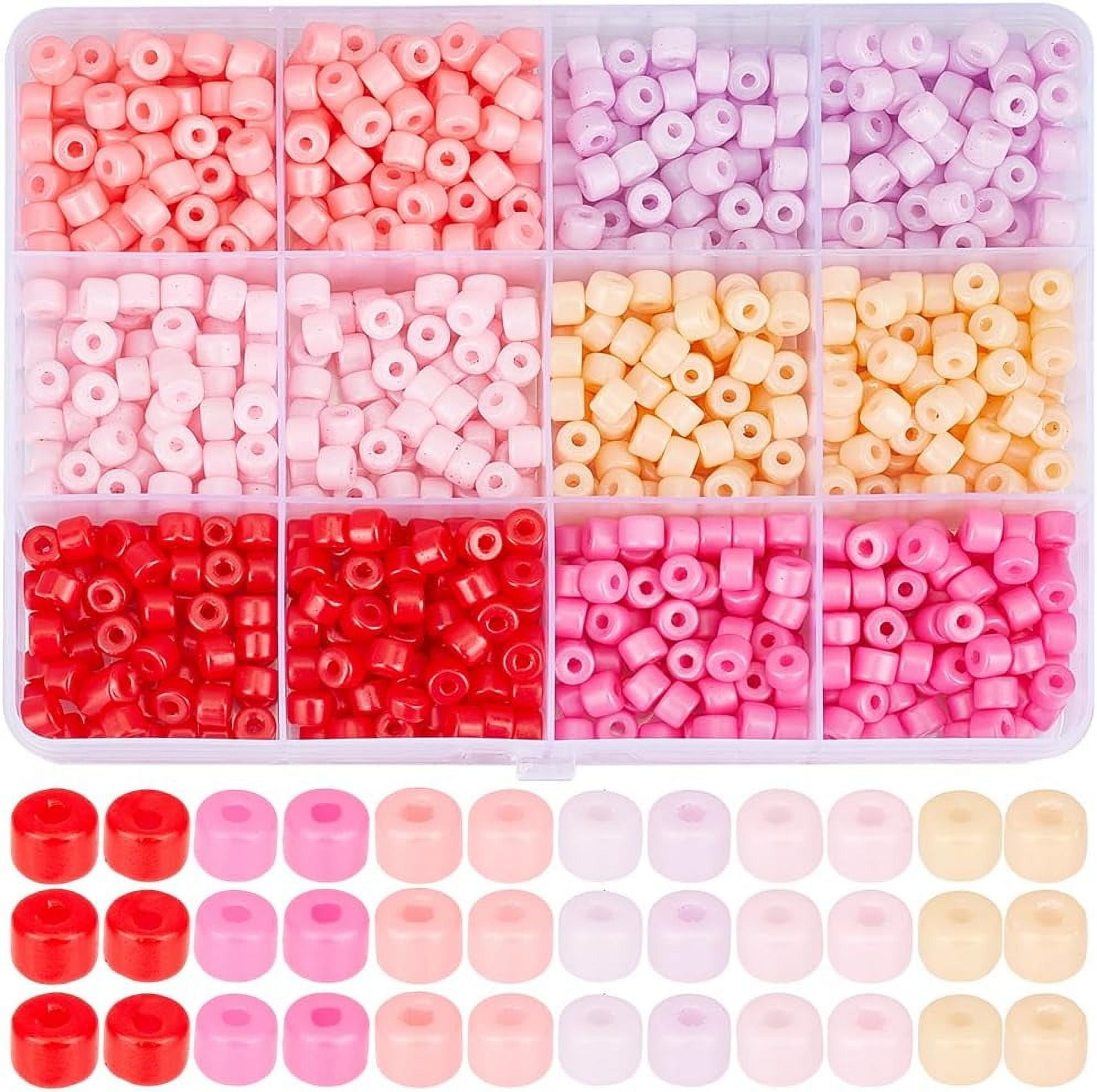 1 Box 933Pcs 6 Colors Cylinder Seed Beads Red Tube Beads Kit Opaque ...