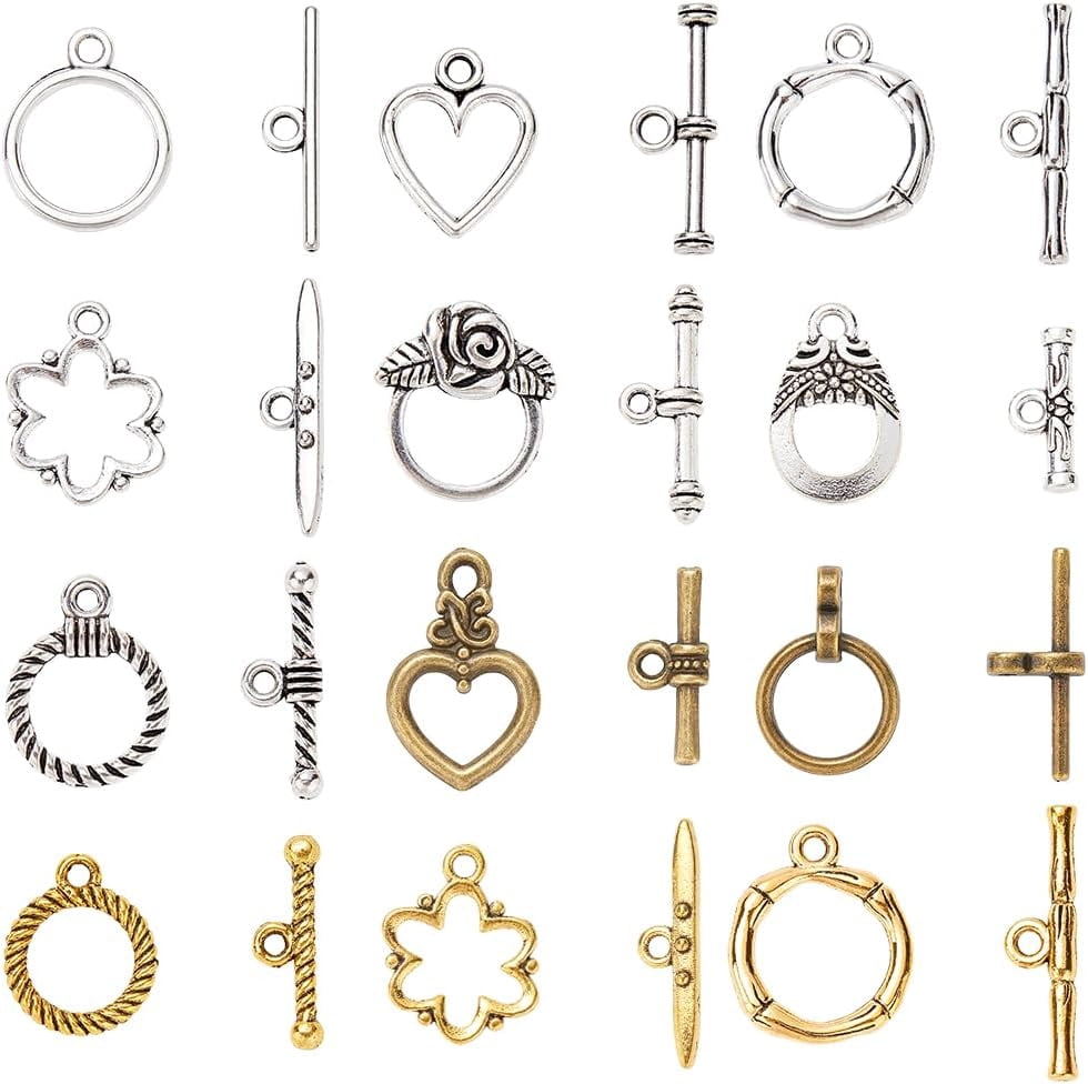 1 Box 96Pcs 12 Styles Alloy Toggle Clasp Tibetan Jewelry Toggle Clasps ...